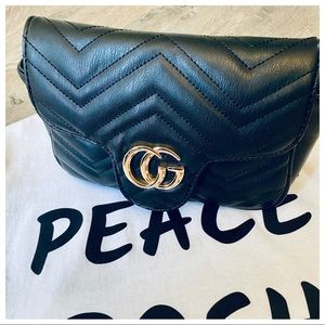 Bags | Black Faux Leather Cg Bag | Poshmark